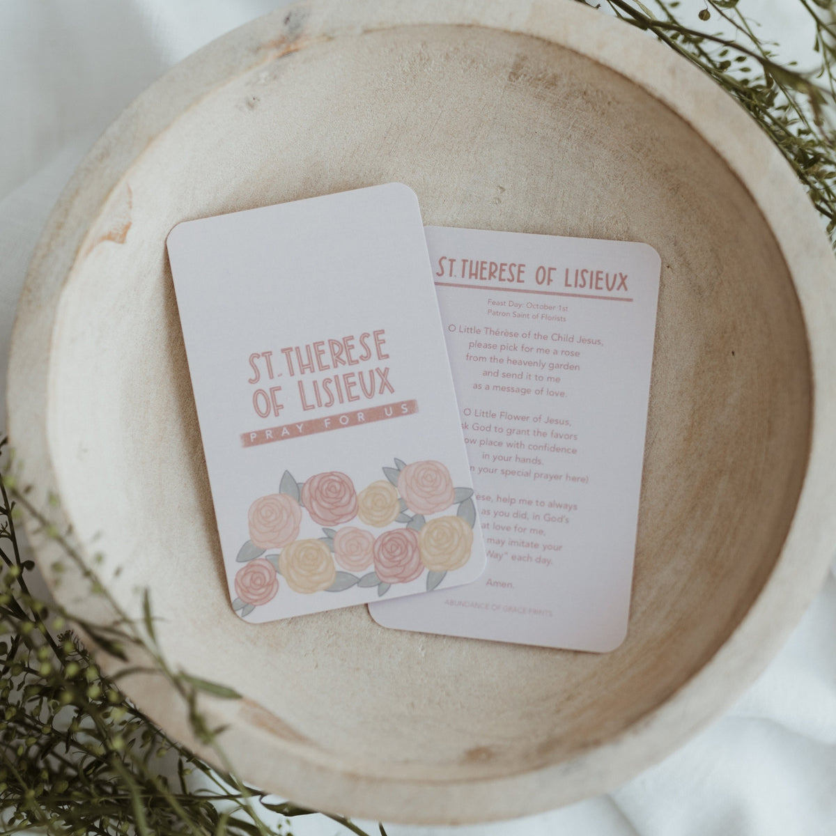St. Thérèse of Lisieux Catholic Prayer Card | Abundance of Grace ...